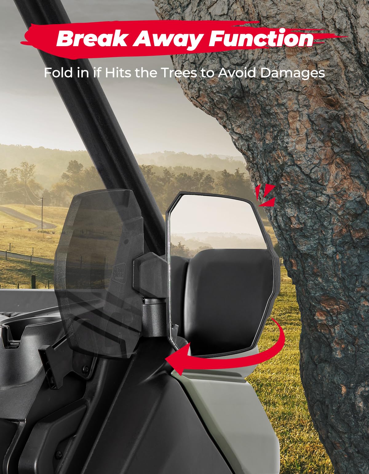 KEMIMOTO UTV Side Mirrors, Side by Side Mirrors Compatible with Can-Am Defender HD 5/8 / 10 / MAX 2016-2022, OE Replace #715002459 Sold in One Pair- Work with Roof and Windshield