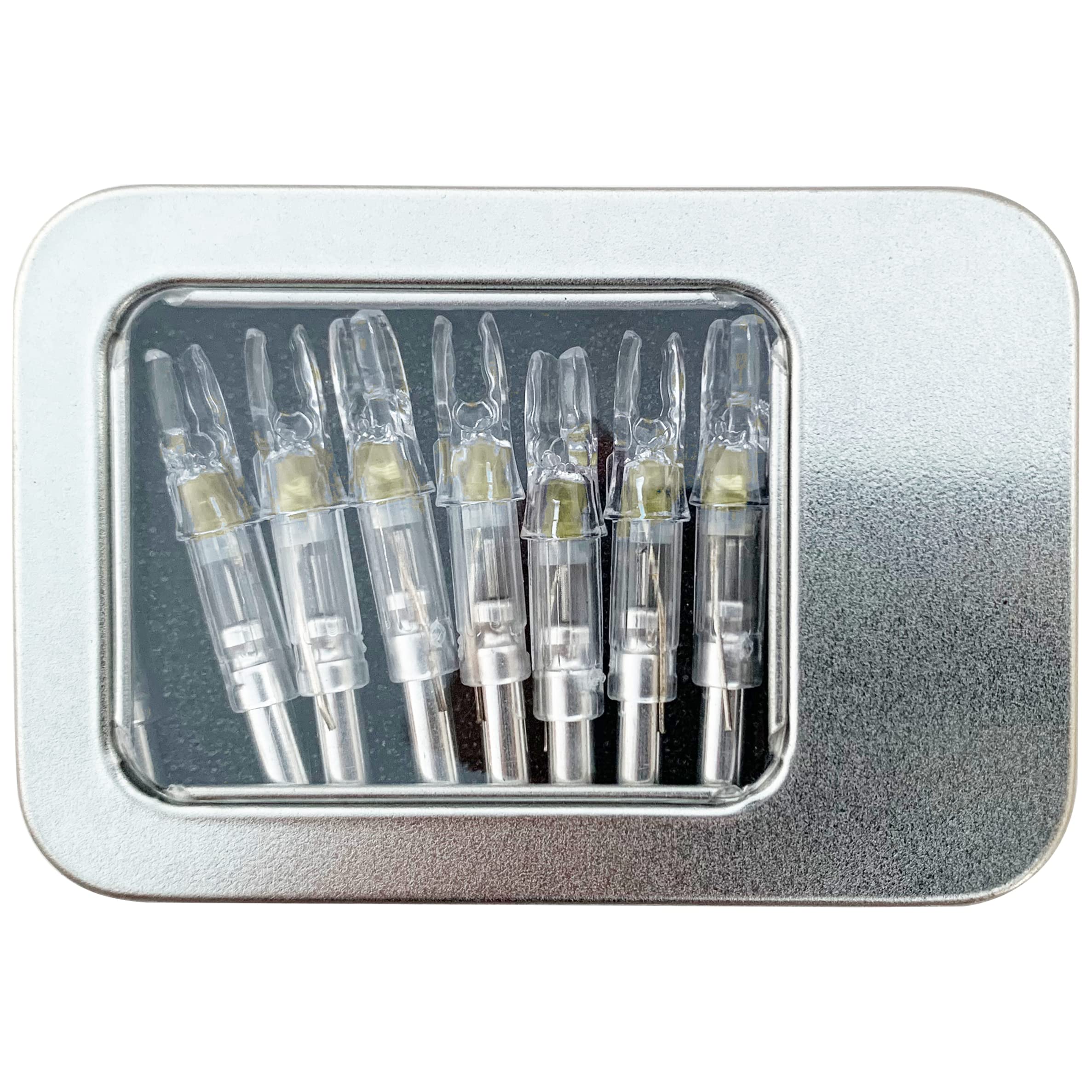 Lighted Nocks for Arrows, Crossbow Bolts (Pack of 12 with Case), 0.244"/ 6.2 mm Inside Diameter LED Archery Hunting (Yellow)