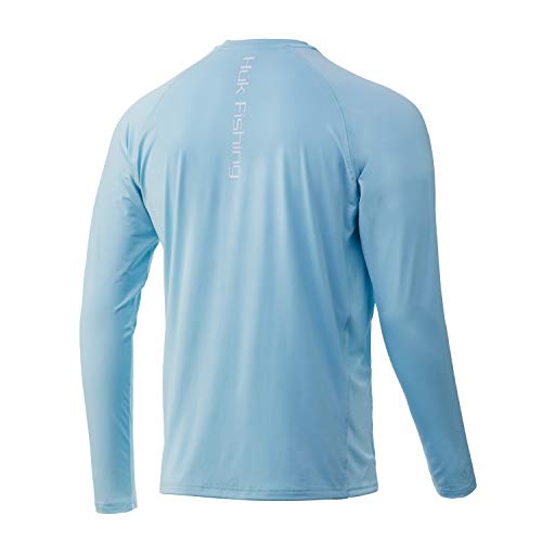 HUK Men's Pursuit Vented Long Sleeve 30 UPF Fishing Shirt, ICE Blue, X-Large