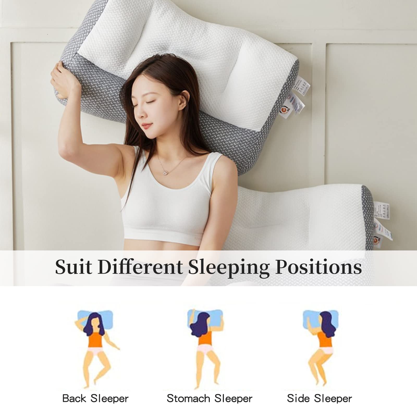 IEVEY Super Ergonomic Pillow,Adjustable Ergonomic Orthopedic Bed Pillow,Contoured Support Pillows Protect Your Neck and Spine,2023 New Ergonomic Pillow for All Sleep Positions (29 * 19in, Grey 1Pcs)