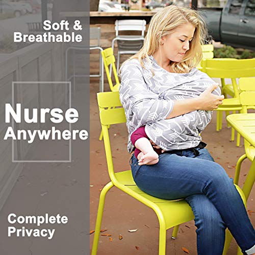 Kids N' Such Baby Blanket and Multi Use Nursing Cover, Car Seat Canopy, Shopping Cart, High Chair, and Stroller Bundle - Grey Arrow