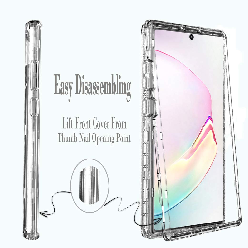IN4U Galaxy Note 10 Plus Case, Full Body Military Grade Shockproof Transparent 3in1 Flower Design 360 Protective Cover Without Built-in Screen Protector for Samsung Galaxy Note 10 Plus (Floral)