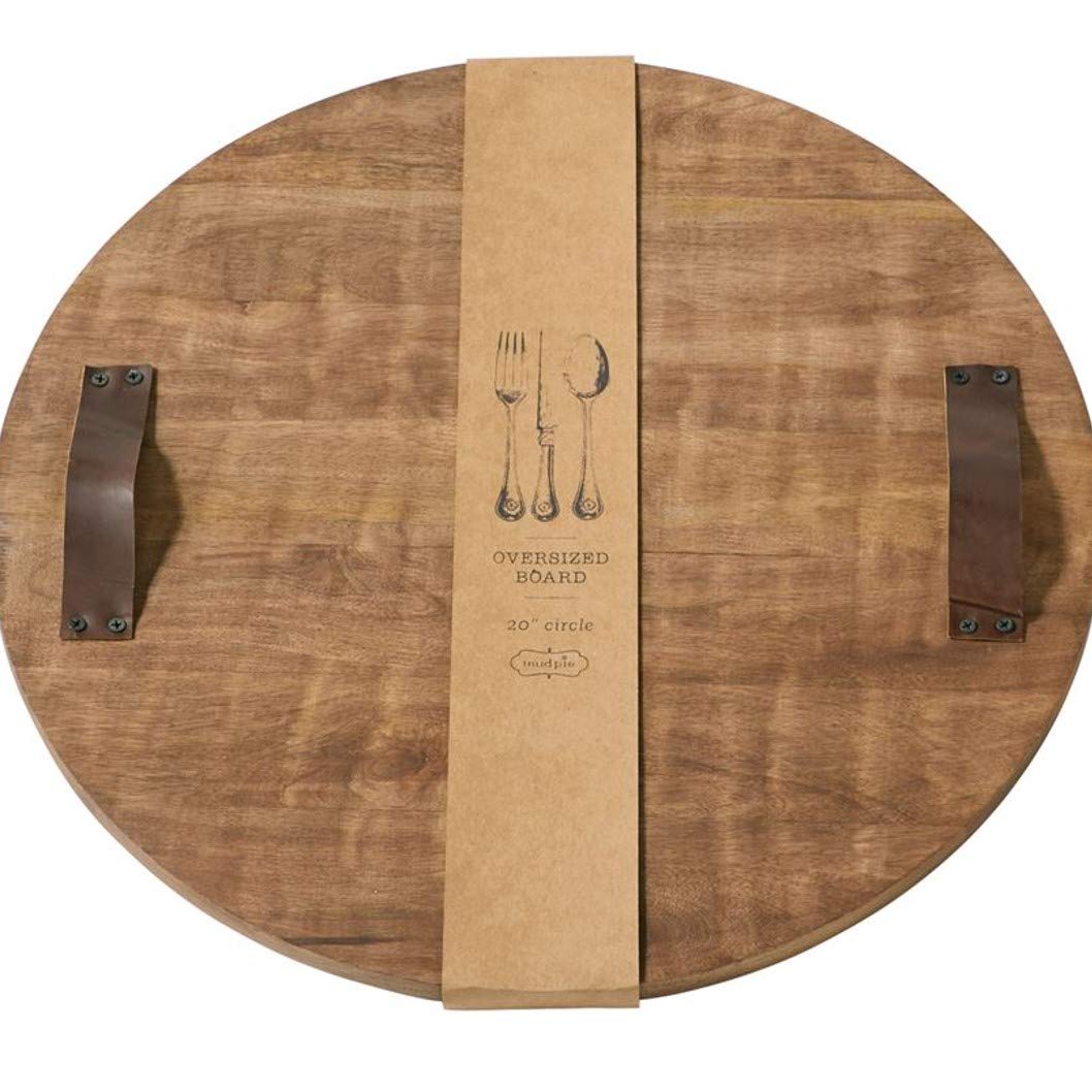 Mud Pie Round Oversized Wood Board 20" dia, Brown
