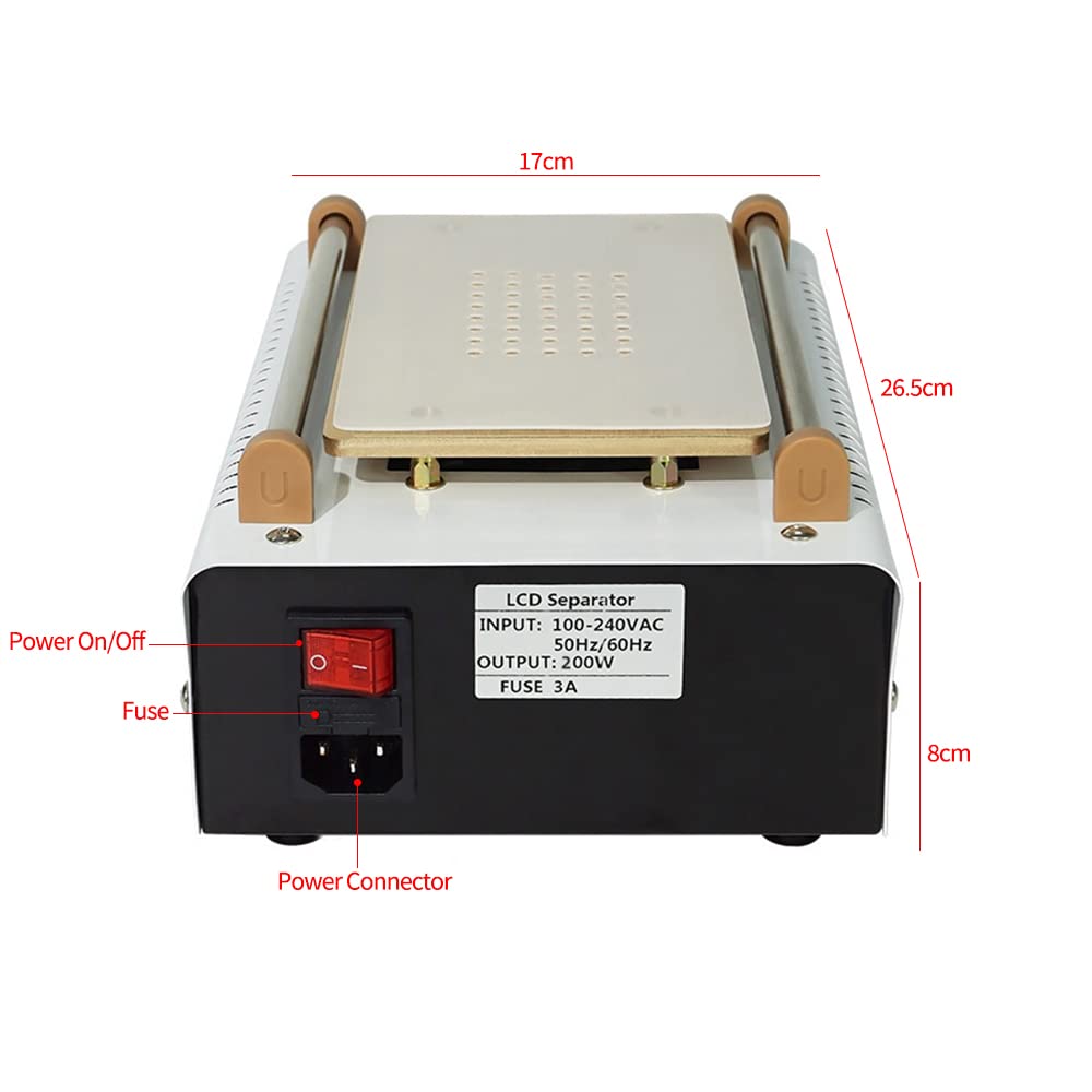 LCD Screen Separator 7” for iPhone Screen Replacement, Cell Phone Heating Plate, Phone Heater, Cell Phone LCD Remover Screen Repair Machine, Smartphone Heat Mat with Air Pump
