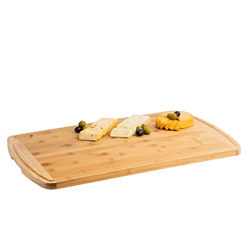 Hammont Bamboo Cutting Board Tray - Eco Friendly Kitchen Gadget - Wooden Serving Trays for Meat, Vegetables, Cheese & Charcuterie Board - Home and Kitchen Essentials - 23.5"L x 15.5"W x 0.7"H