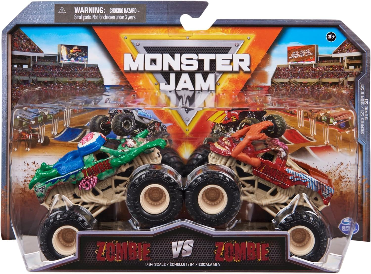 Monster Jam 2-Pack Series 21 Bone Yard Trucks Biker Zombie vs Burned Zombie