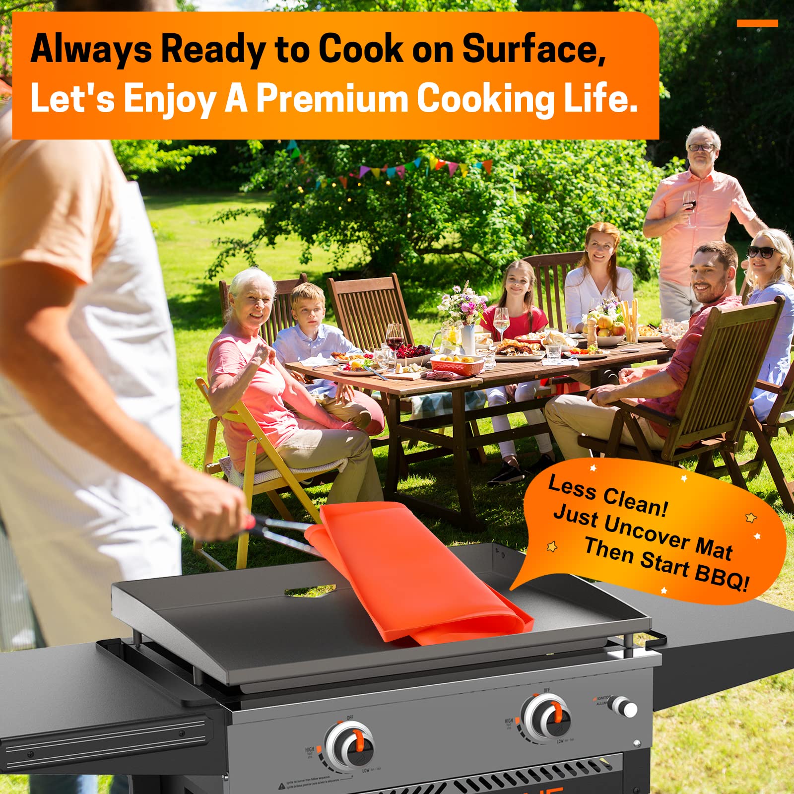 i-FSK Griddle Mat for Blackstone 22", Silicone Griddle Cover Compatible with Blackstone, Blackstone Griddle Accessories, Heavy Duty Grill Cover for All Season Cooking Protective