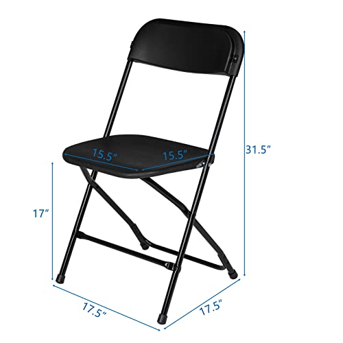 Husyop 5 Pack Plastic Folding Chair,Portable Stackable Seat with Frame 260lb, Commercial Chair for Wedding Party Picnic Event,Black