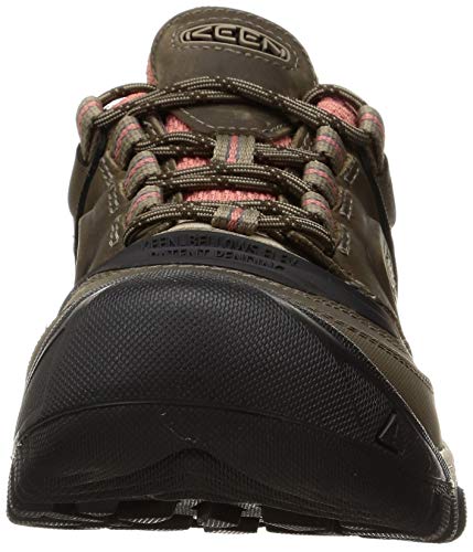 KEEN Women's Ridge Flex Low Height Waterproof Hiking Boots, Timberwolf/Brick Dust, 12