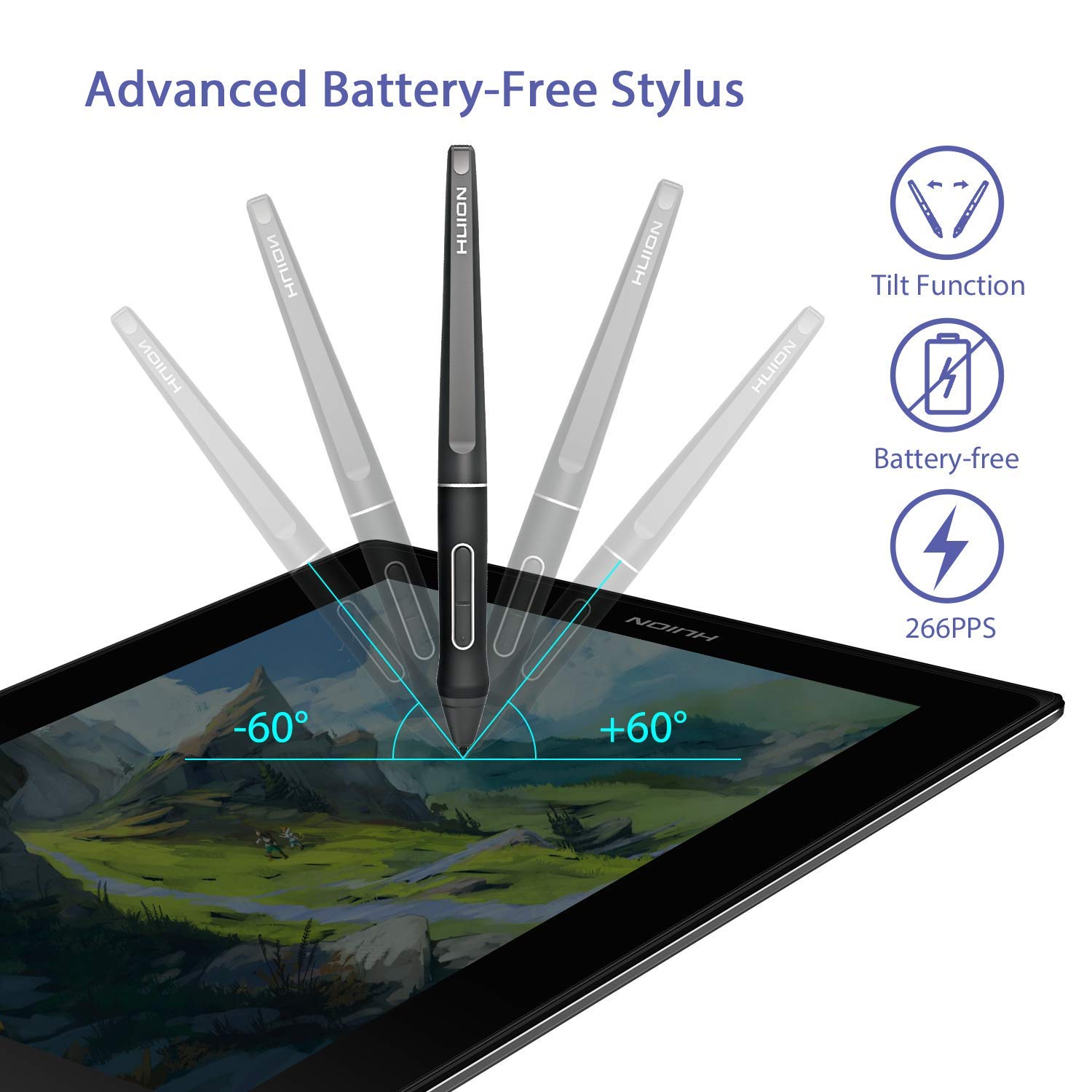 HUION KAMVAS Pro 12 Graphics Drawing Tablet with Screen Full Laminated Tilt 8192 Pen Pressure Battery-Free Stylus Adjustable Stand Compatible with Windows/Mac/Linux, 11.6 Inch Pen Display