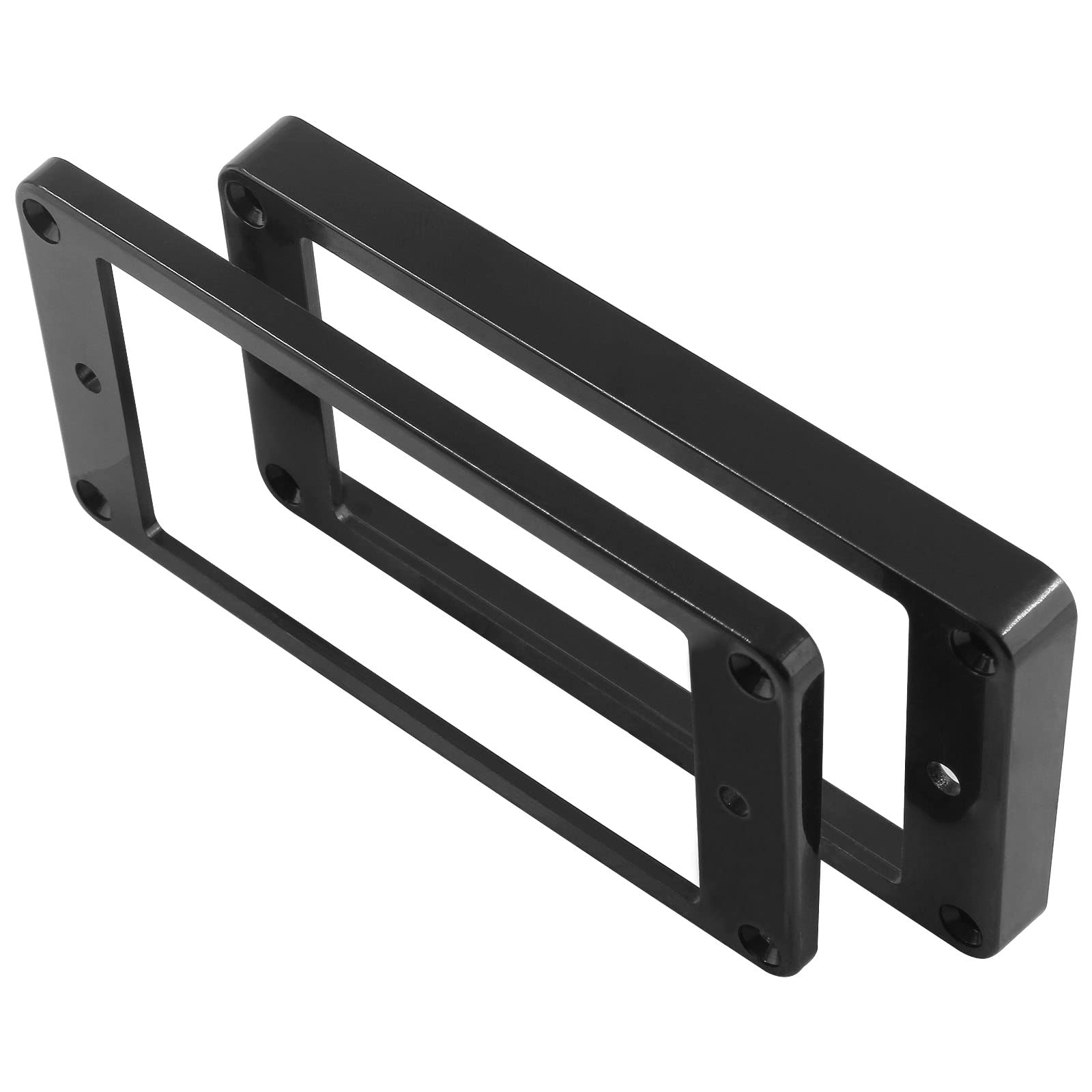 Jiozermi 2 Pcs Plastic Flat Bottom Humbucker Pickup Mounting Ring Set, Bridge Neck Pickups Cover Frame Replacement Part for Electric Guitar or Precision Bass, Black