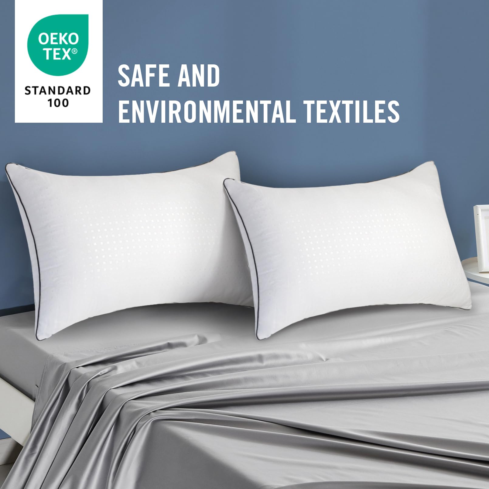 HIMOON Bed Pillows for Sleeping Standard Size 2 Pack,Cooling Hotel Quality Down Alternative Pillows for Side Back and Stomach Sleepers(White