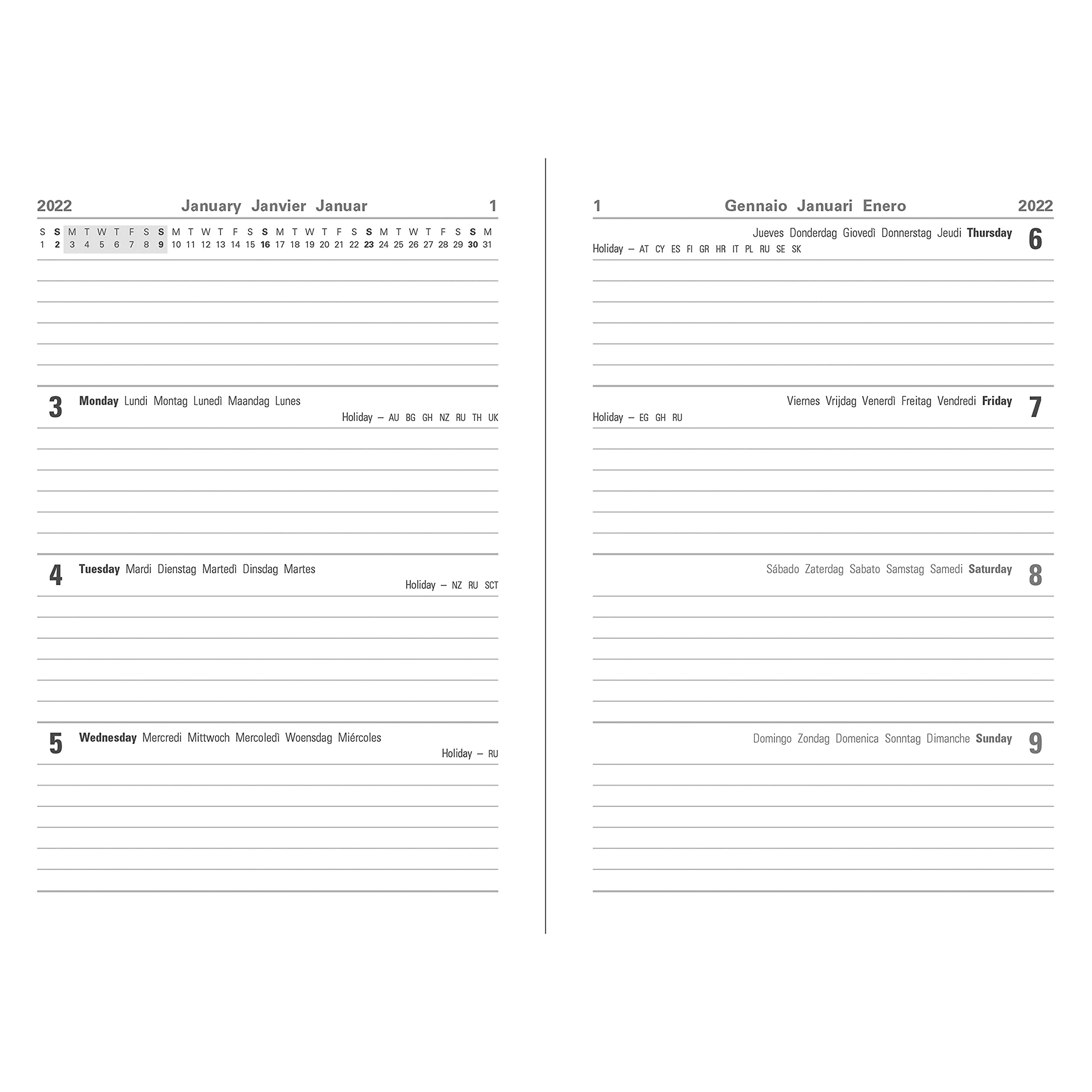 Letts Memo A6 Week to View 2022 Diary - red