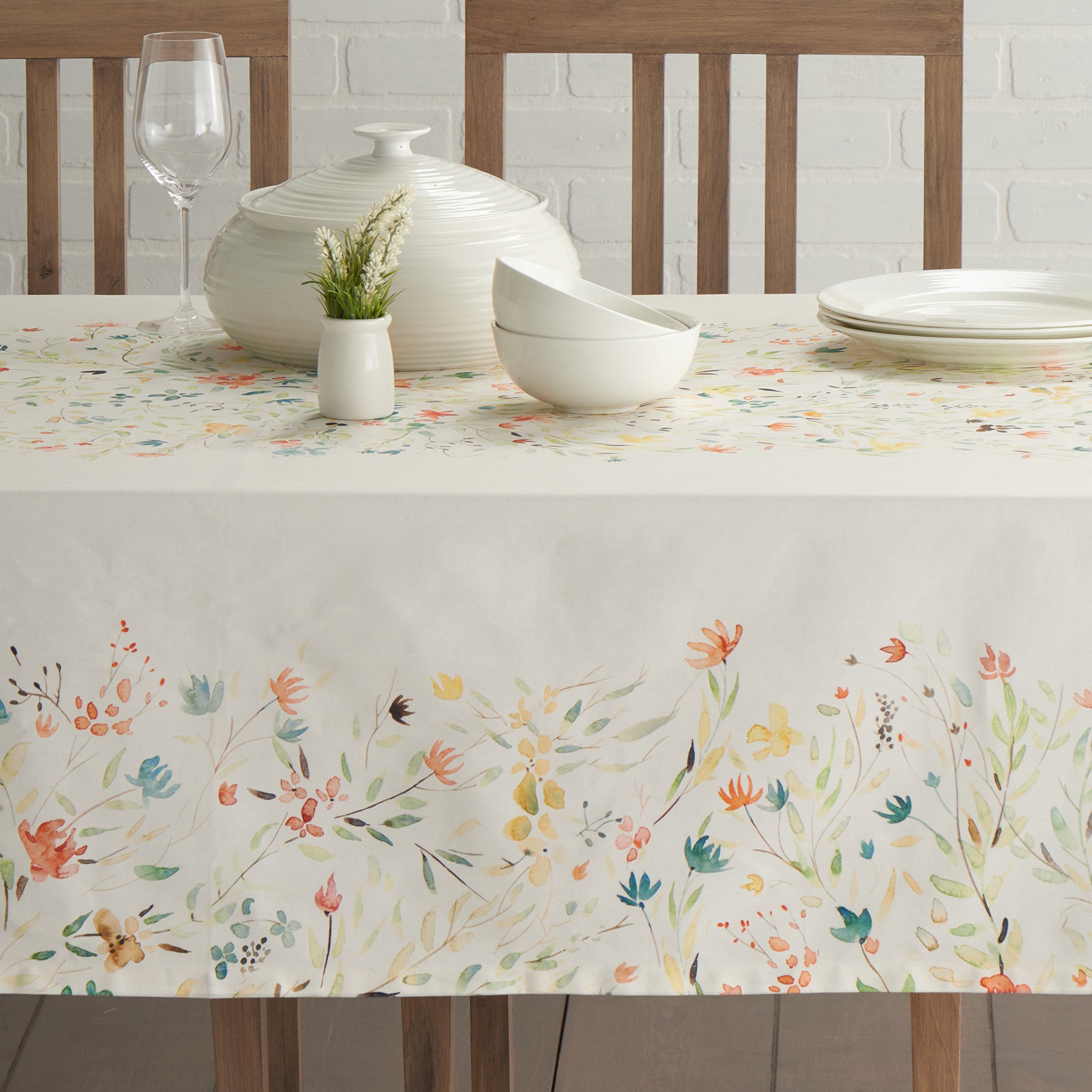Maison d' Hermine 100% Cotton Table Cloth Colmar Tabletop Cover Kitchen Dining Tablecloth Great for Parties Wedding Use Spring/Summer (Rectangle, 54"x72")