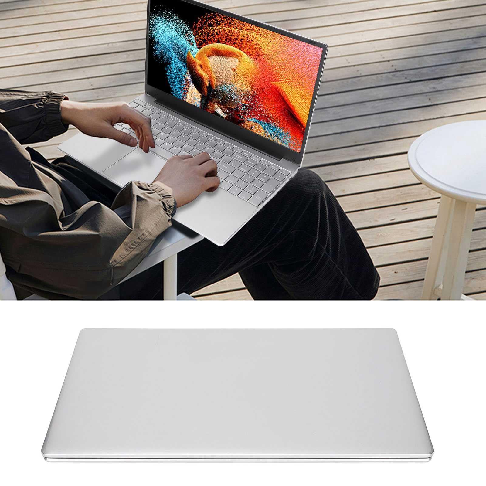 Jopwkuin IPS Laptop, 1920x1080 IPS HD Screen Digital Touchpad 128GB SSD High Speed 15.6in Laptop for Home (US Plug)