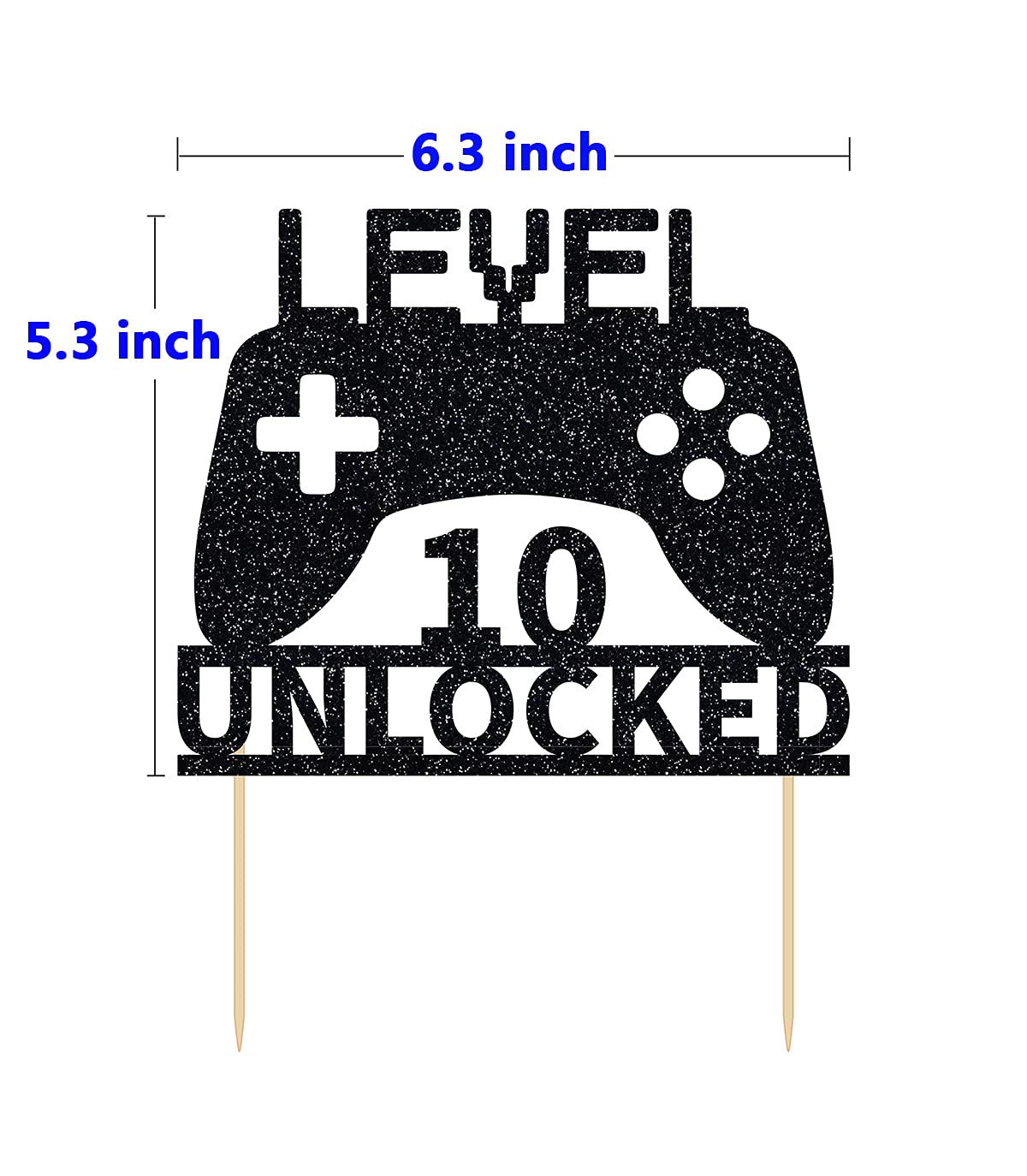 Level 10 Unlocked Cake Topper, Video Game Cake Topper, Game Controller Cake Topper for 10th Birthday Party Decoration