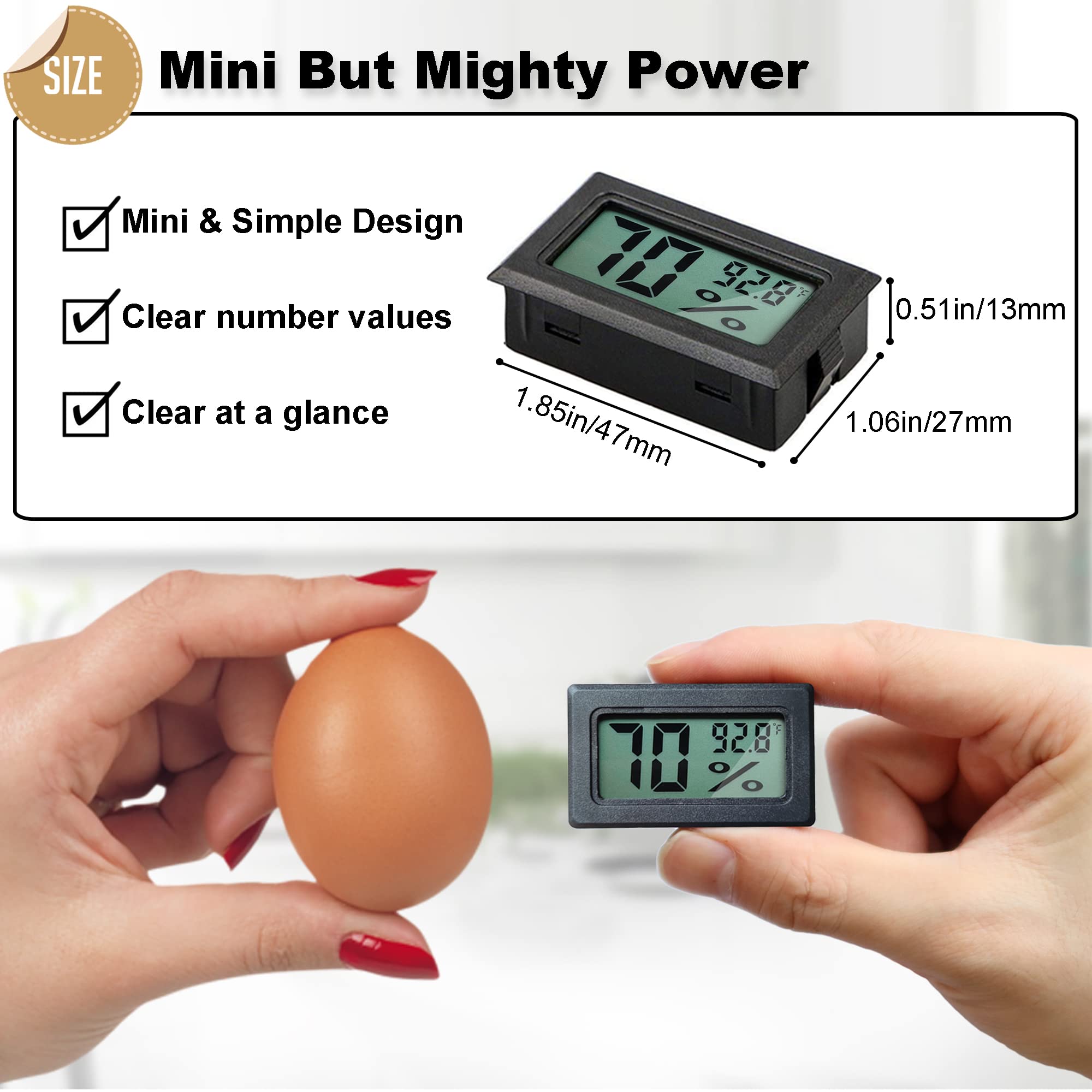 Humidity Gauge,Newlight66 Digital Hygrometer Indoor Outdoor Hygrometer Thermometer (°F) for Home Car Greenhouse(12 Pack)