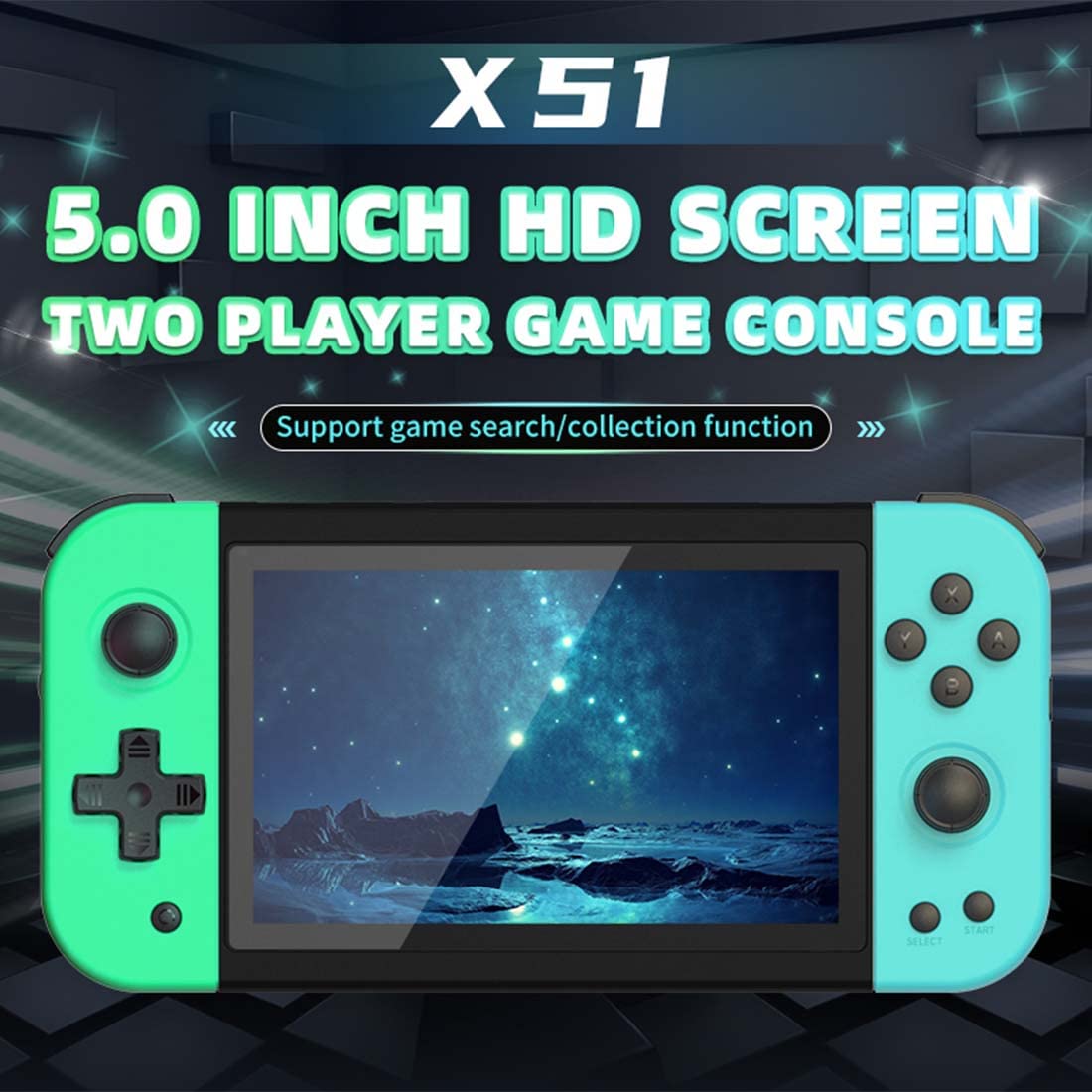 NATT Powkiddy X51 Handheld Game Console with 5700+ Games, 5.0 Inch Retro Game Console, Open Source Linux System Game Machine