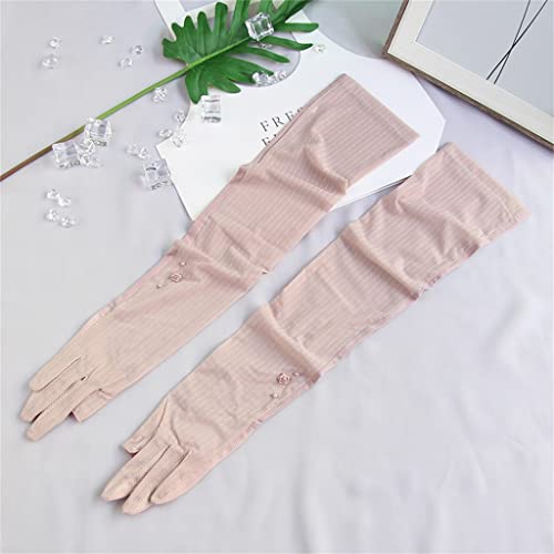 N/A Summer Driving Gloves Women's Thin Ice Silk Extended Leak Two-Finger Riding Arm Guard Sleeves (Color : A, Size : One Size)