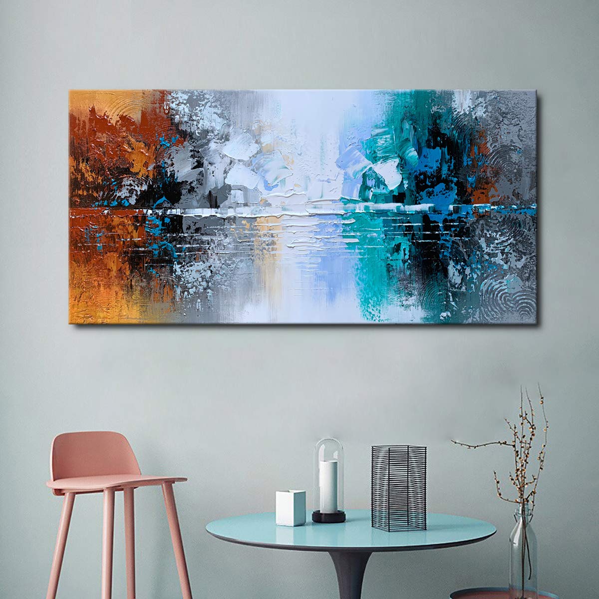 Hand Painted Textured 3D Oil Painting on Canvas Abstract Wall Art Landscape Artwork