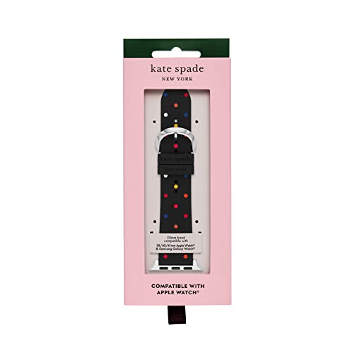 Kate Spade New York women's black multicolor dot silicone band for apple watch®, 38/40/41mm (Model: KSS0142)