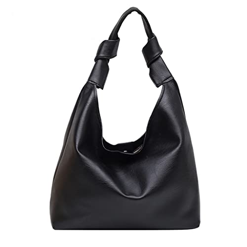 n/a Women Large Bag Trendy Soft Leather Shoulder Bag Large Capacity Tote Handbag (Color : Black, Size : One Size)