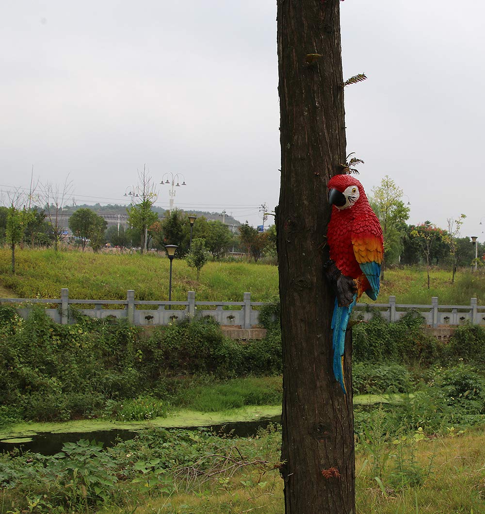 HOMERRY ropical Scarlet Macaws Wall Sculpture,Decorative Parrot Garden Statues and Figurines:
