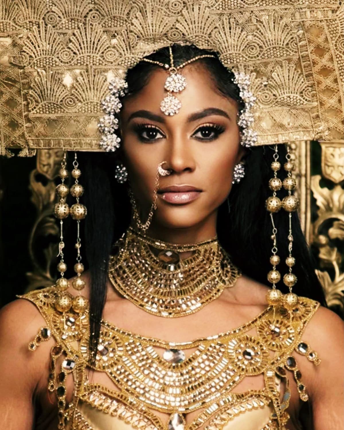 Honbay Body Jewelry Fake Septum Ring Non Piercing Nose Rings with Chain Nose to Ear Chain with Tassel (Gold)