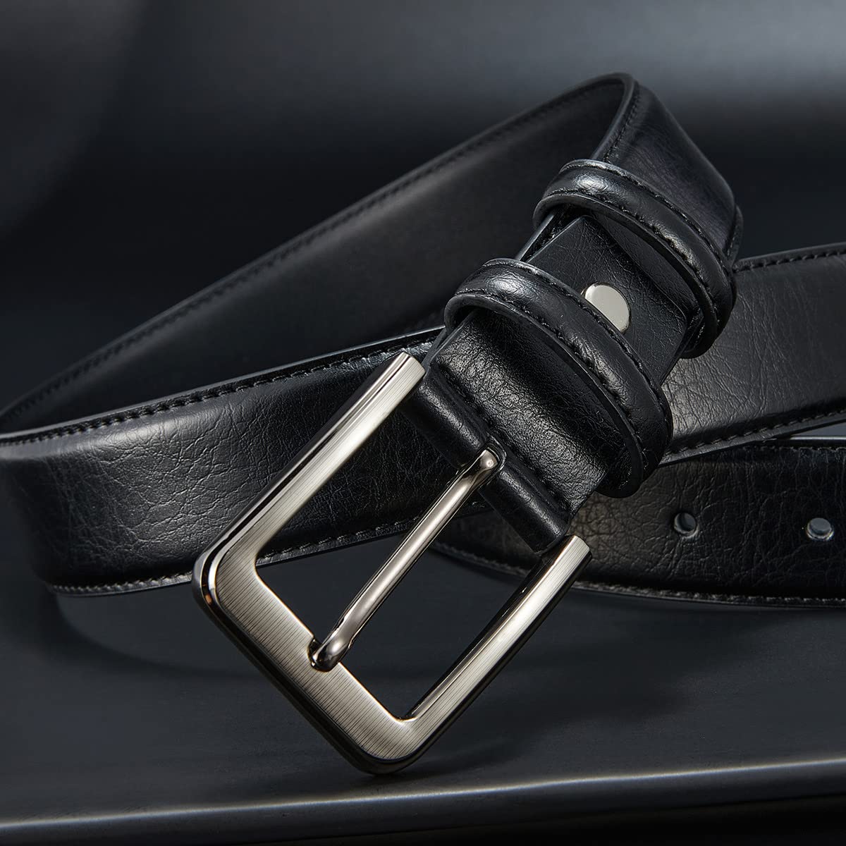 Lhelca Men's Belt Genuine Leather Dress Belt Business Casual, Men Gift for Valentines Wedding Father's Day(Gift Box)