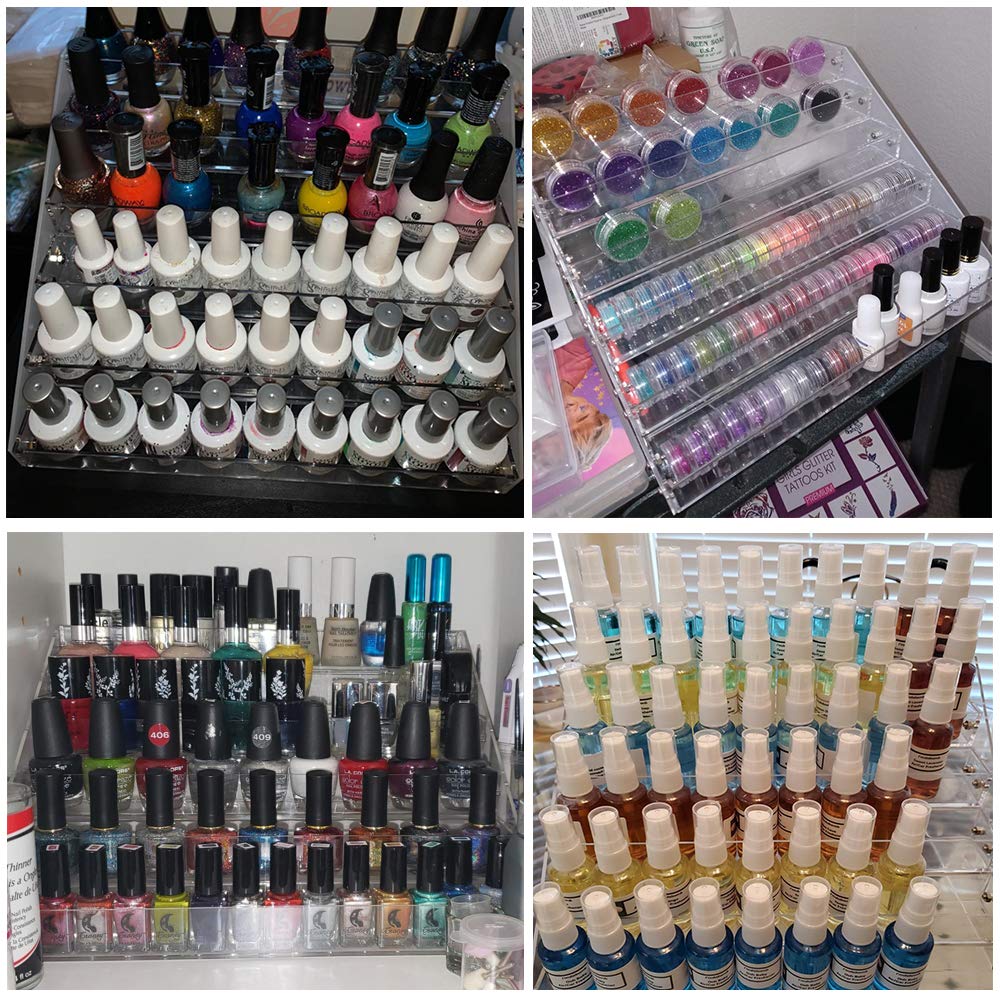 Jansburg Nail Polish Organizer 6 Layer Ink Rack Holder Table Stand Acrylic Polish Holder Clear Paint Bottles Holder Essential Oil Storage Display Stand on the Table or Desk