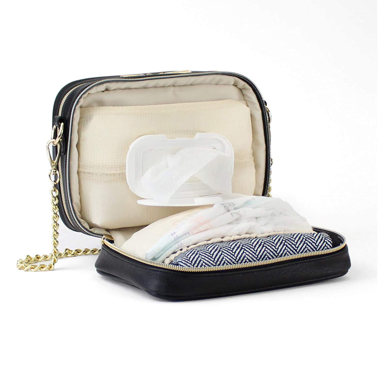 Itzy Ritzy Crossbody Diaper Bag β Features 6 Pockets & 2 Compartments; Includes Changing Pad; Black