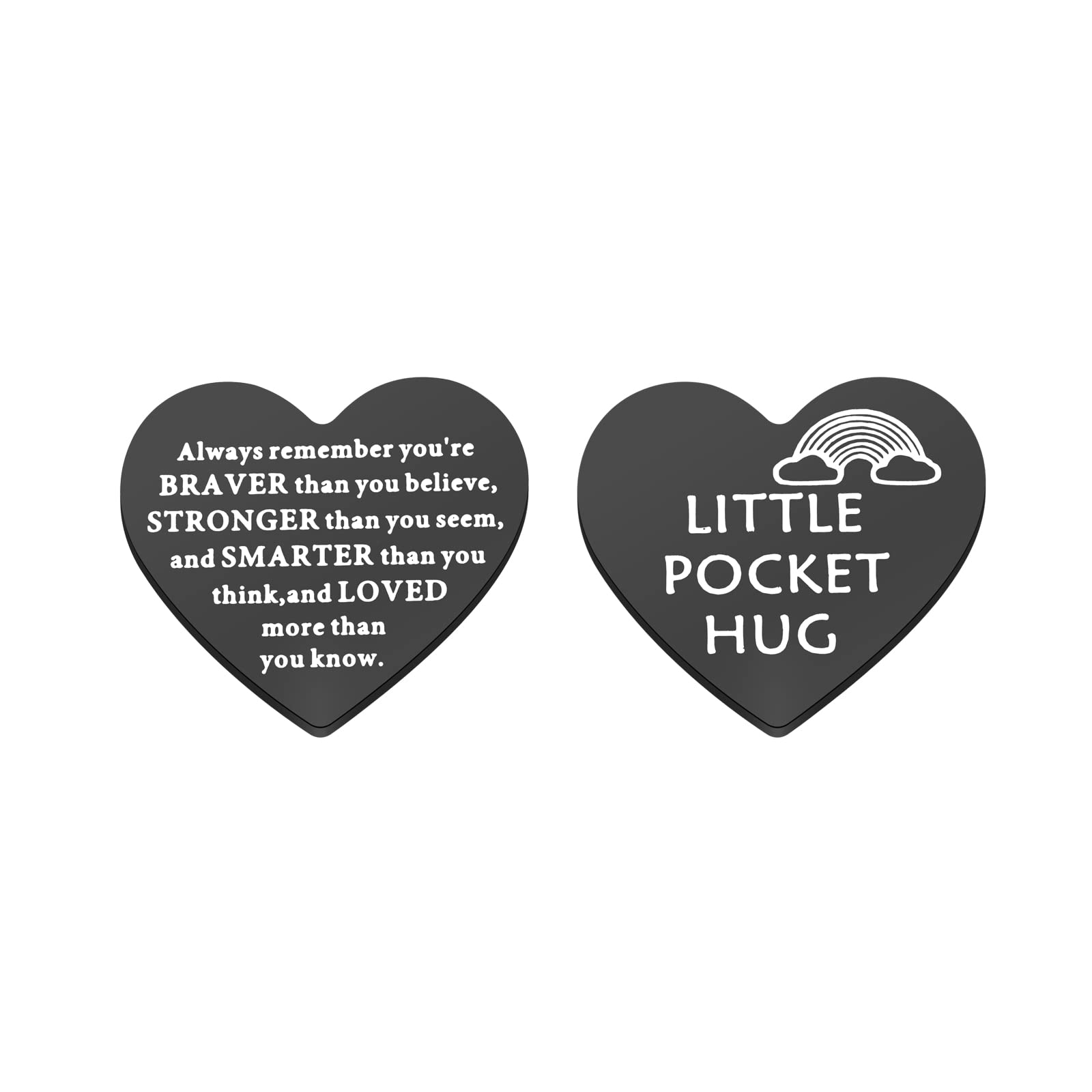 KUIYAI Pocket Hug Token Always Remember You are Braver Than You Believe Token Inspiration Gift Long Distance Relationship Gift (AlwaysRememberHeartBLK)