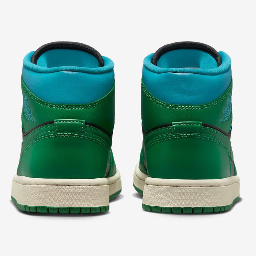 Jordan Women's 1 Mid Black/Lucky Green-Aquatone (BQ6472 033) - 12