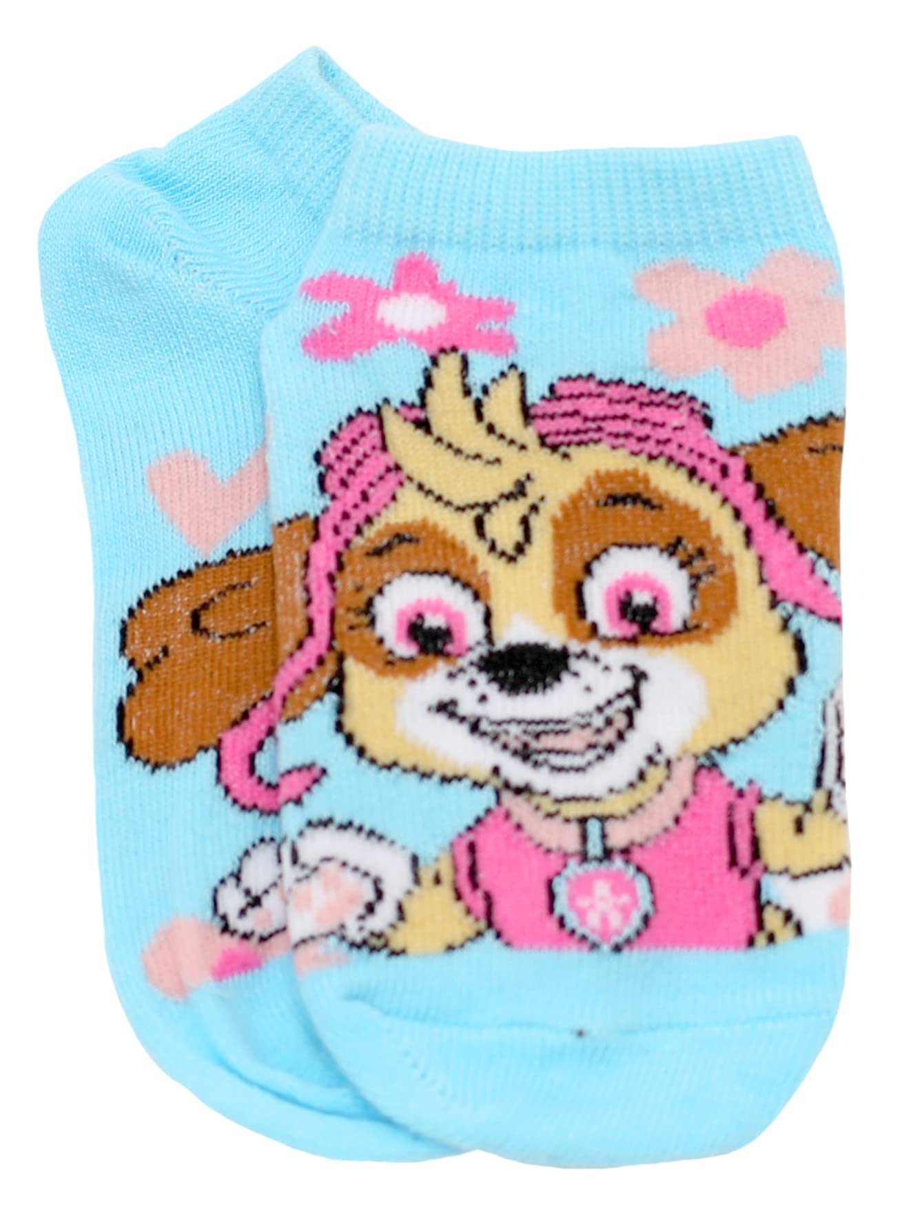 Nickelodeon Girl's 5 Pack Paw Patrol No Show Socks, Sky Blue, Small