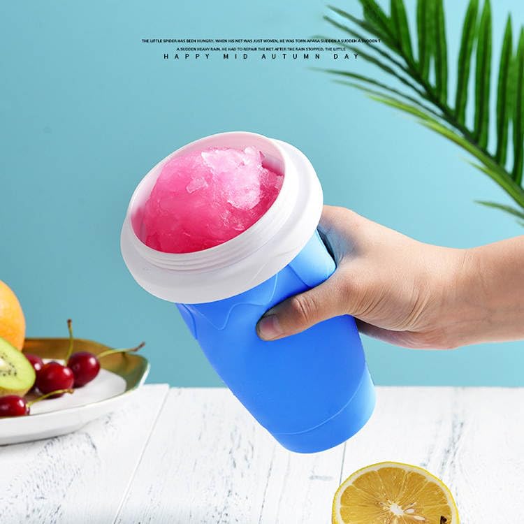 Klums Kitchen Slushy Maker Cup, Quick Frozen Magic Cup, Smoothies Cooling, Double Layer Squeeze Slushy Maker, TikTok Homemade Milk Shake Ice Cream Maker, DIY it for Children and Family (Blue)
