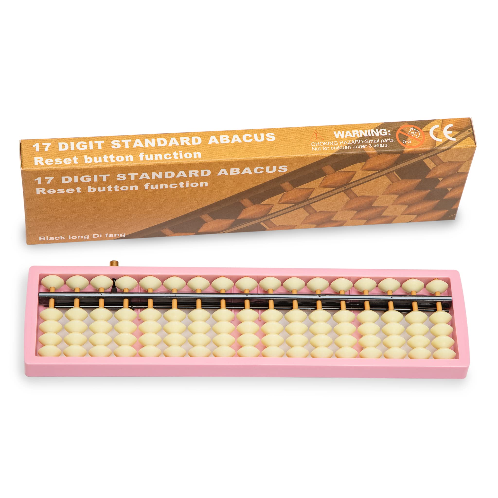 Pink Digital Standard Abacus - 27.5 cm - Professional 17 - Column Soroban with Reset Button Calculator (Functional and Educational Tool)