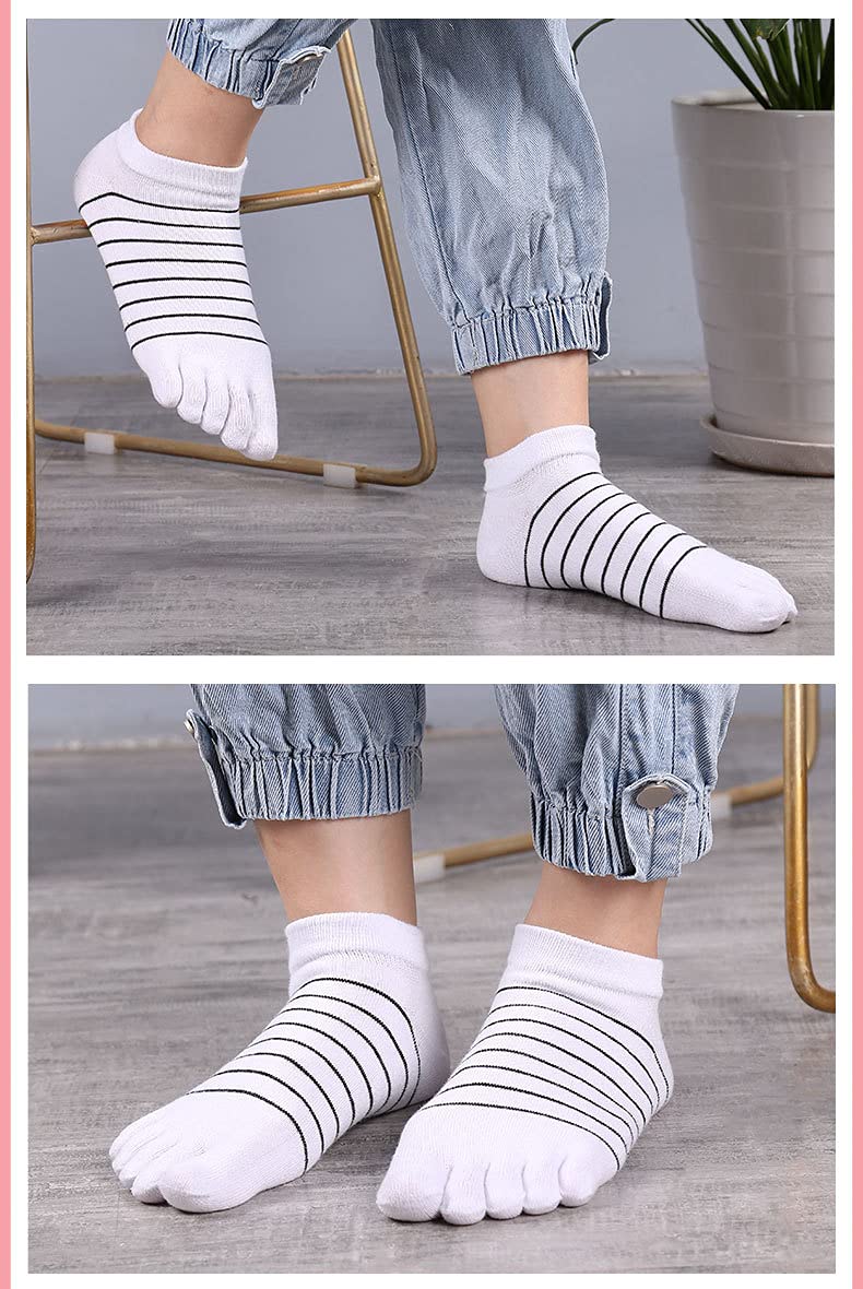 JJLEAF Toe Socks, 5 Pairs Women's Toe Socks for Running Cotton Five Finger Socks Athletic Walking