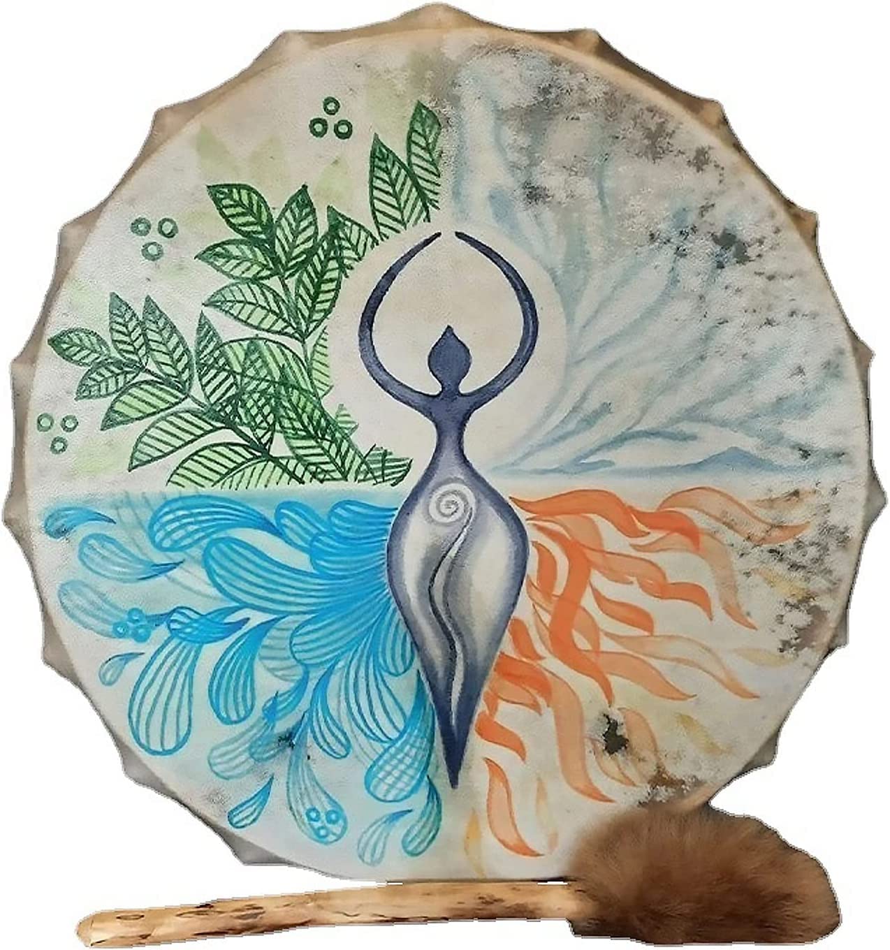 lidon Vegan Goddess Drum Gaia 4 Elements Schamanen Trommel Shamanic Drum World Tree Moon Drum Gift for Music Lovers
