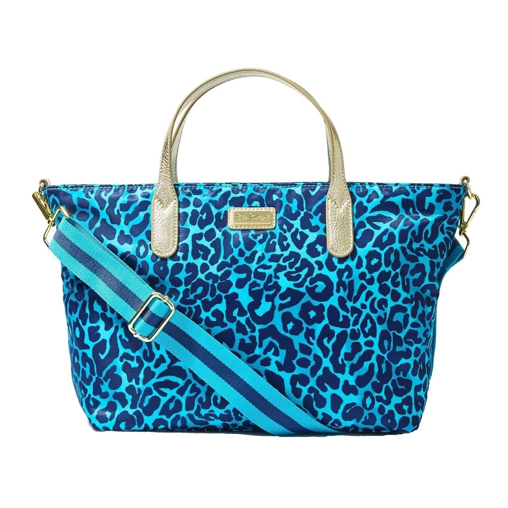 Lilly Pulitzer Women's Evita Oyster Bay Navy With Gold Trim Tote Bag