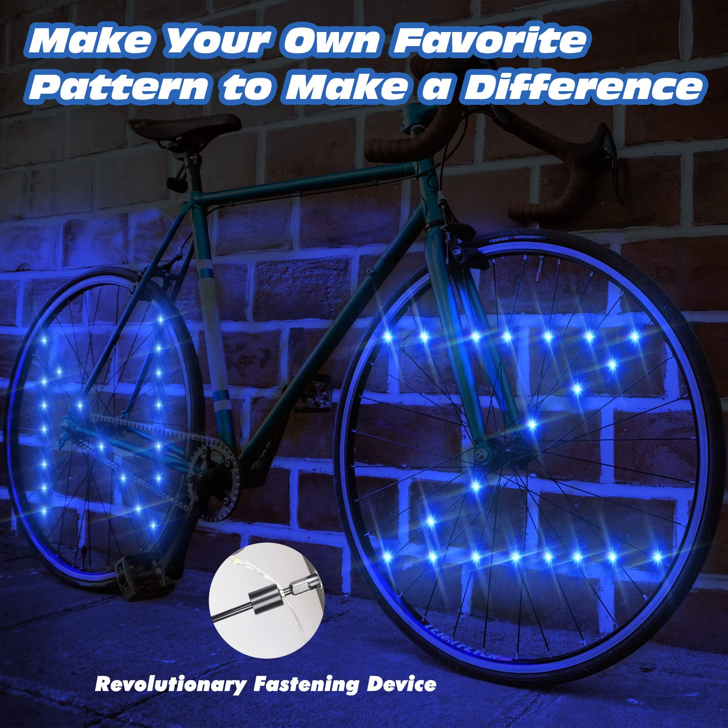 LOPE & NG Bike Wheel Lights,2 Tires Pack Waterproof Ultra-Bright LED Bicycle Spokes Light for Night Riding,Create Exclusive Self-Patterns(Blue)