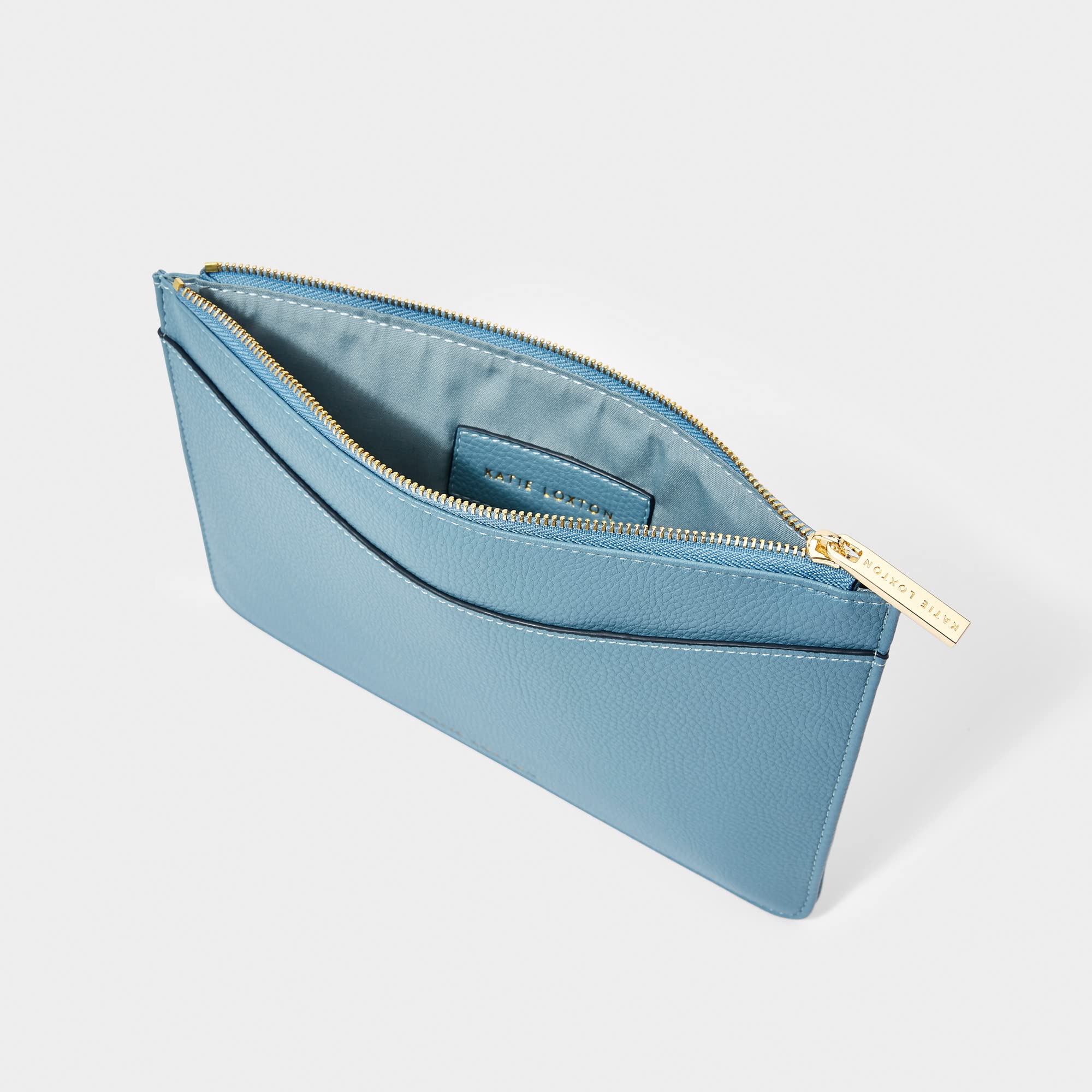 KATIE LOXTON Cara Womens Medium Vegan Leather Slip Pocket Clutch Handbag Pouch Blue