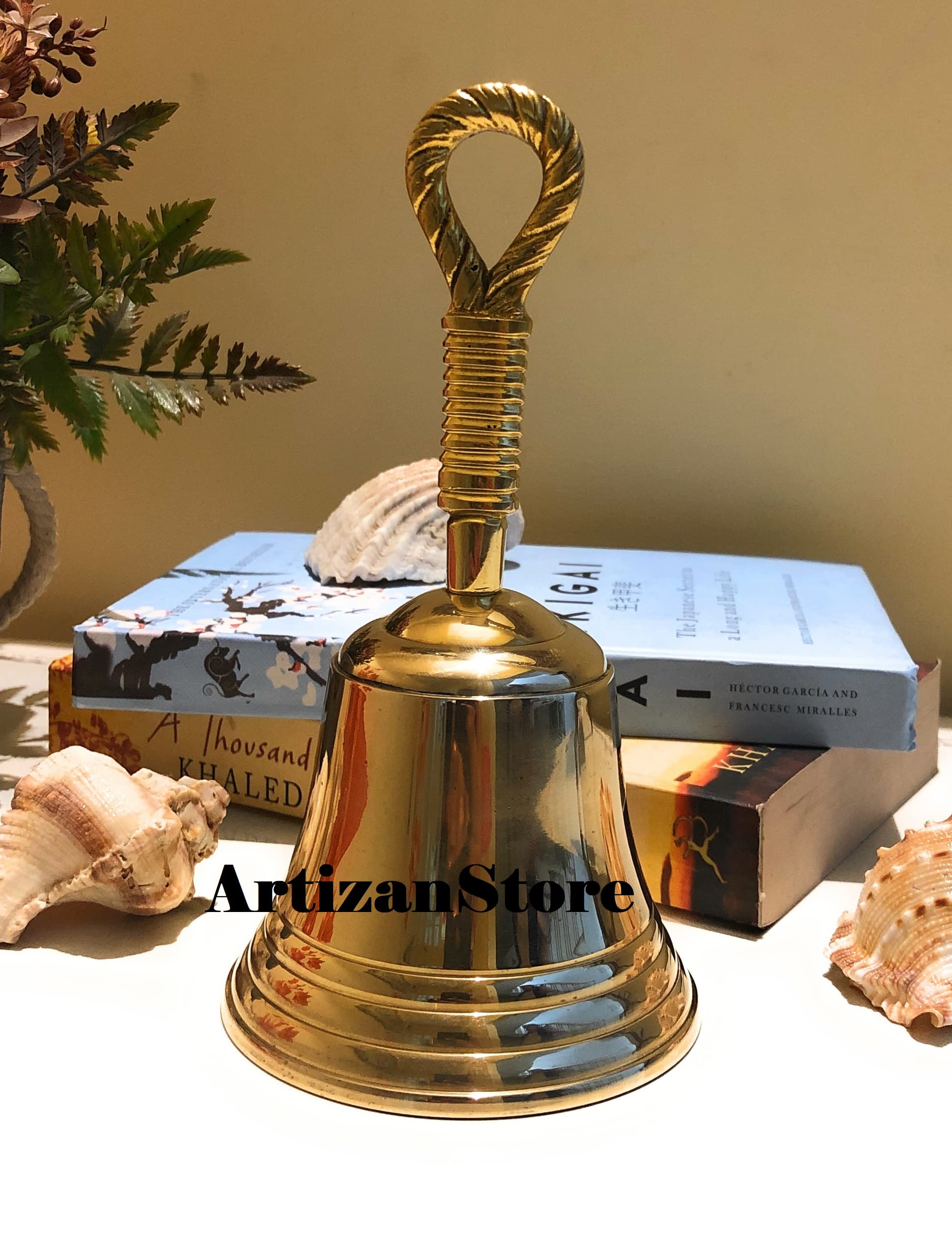Nautical Brass Bell Handle 3.5 "-Nautical Brass Bells, 3" Nautical Bell Decoration Alarm, Ringing, Bell