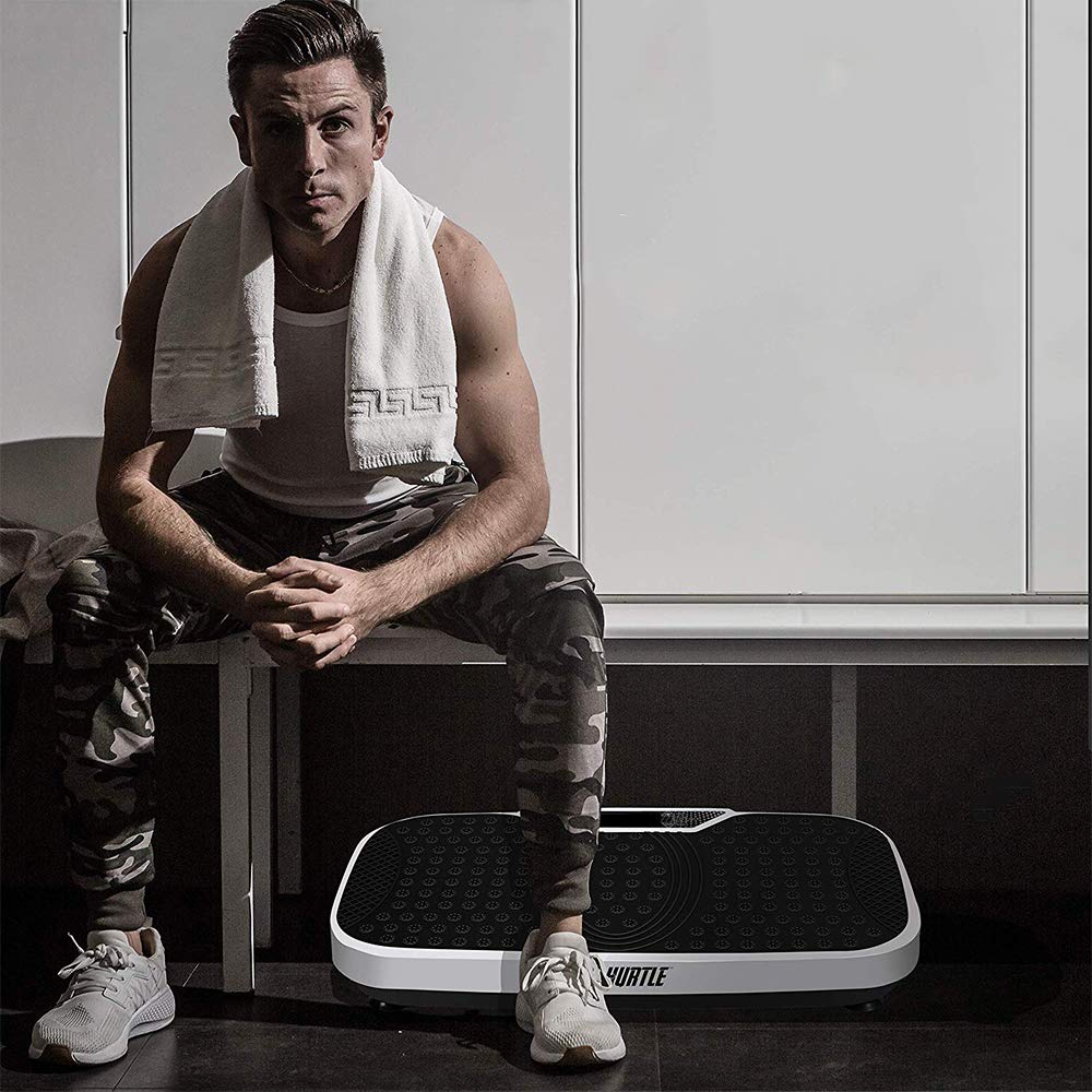 Hurtle Fitness Vibration Platform Machine - Home Gym Whole Body Shaker Exercise Machine Workout Trainer Fast Weight Loss w/ Resistance Bands, Easy Carry Wheel Remote, Adjustable Speed - HURVBTR36