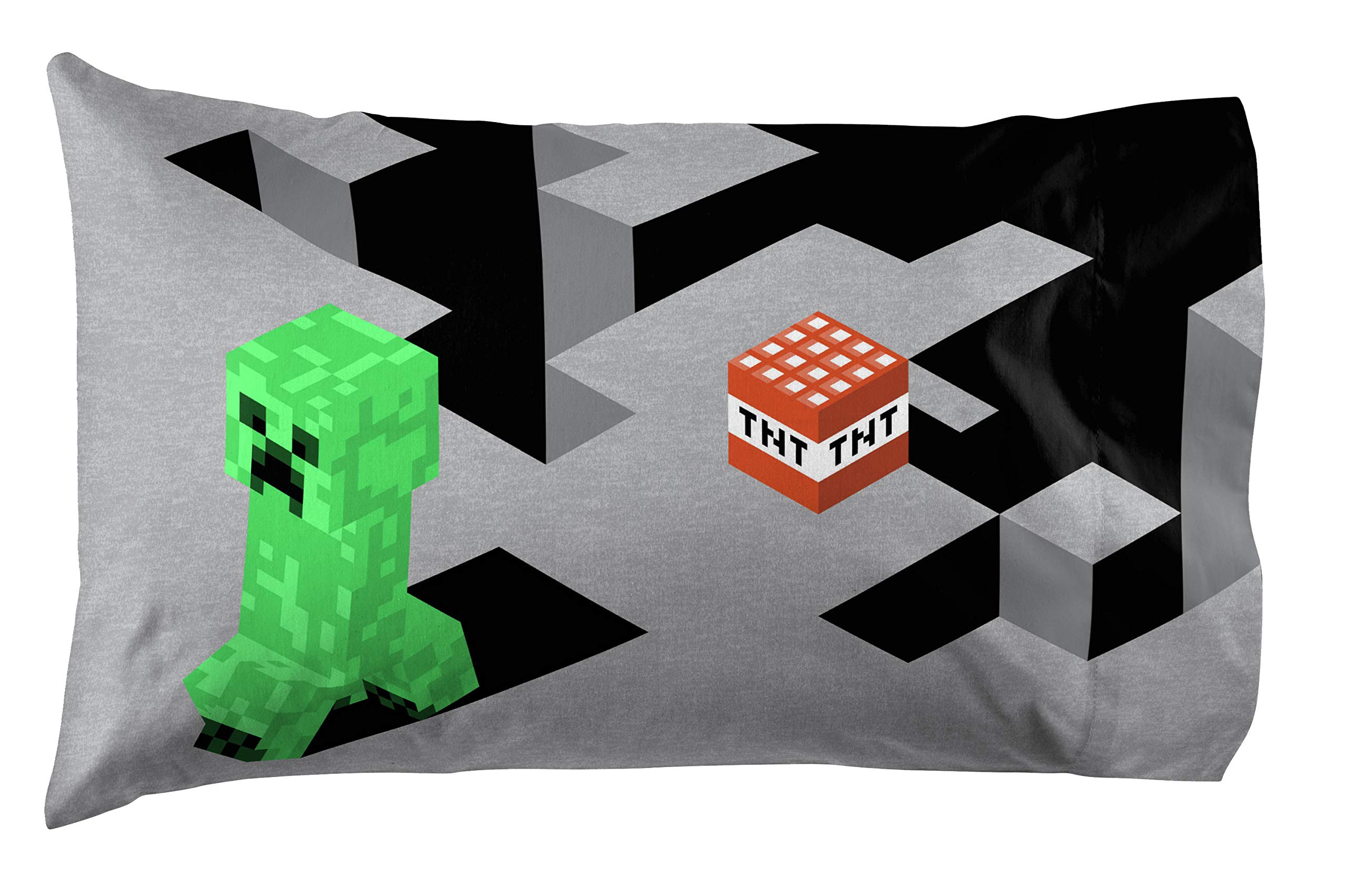 Jay Franco Minecraft Lone Creeper 1 Pack Pillowcase - Double-Sided Super Soft Bedding