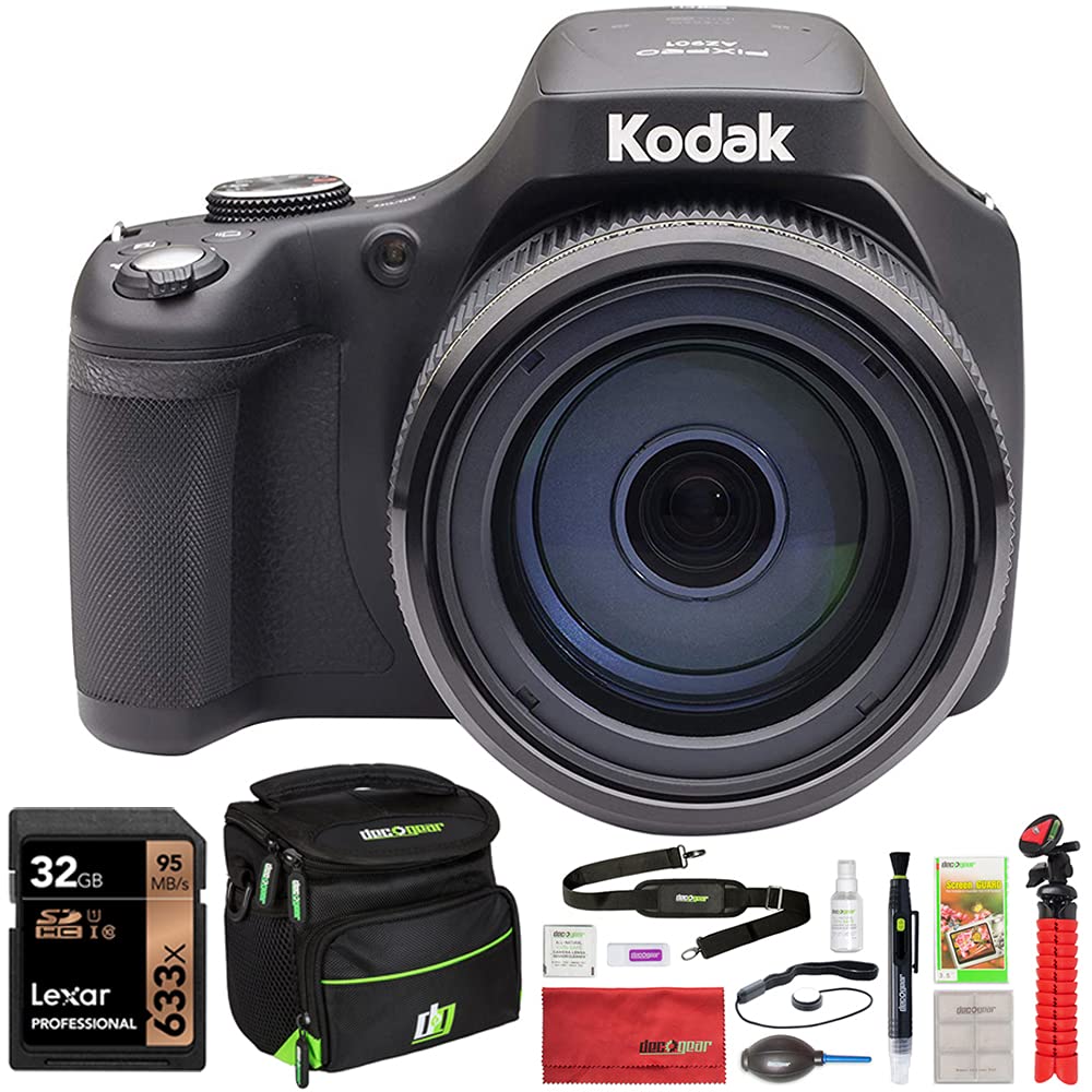 Kodak PIXPRO Astro Zoom AZ901-BK 20MP Digital Camera, 90X Optical Zoom, 3" LCD Black Bundle with Lexar Professional 633x 32GB SDHC Memory Card and Deco Gear Camera Bag (Small) with Accessory Kit