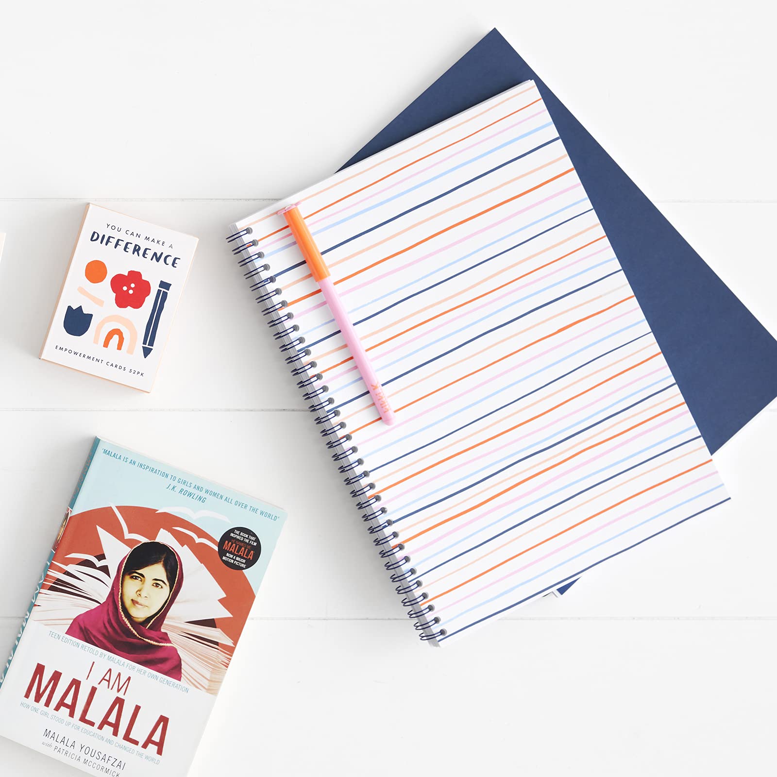 kikki.K x Malala Fund Collection - A4 Spiral Notebook 3pk Multi-Color, 2 Unique Designs and a Quote by Malala Yousafzai, Lined Paper, 120 Pages, 11.69" L x 8.58" W x 0.94" H