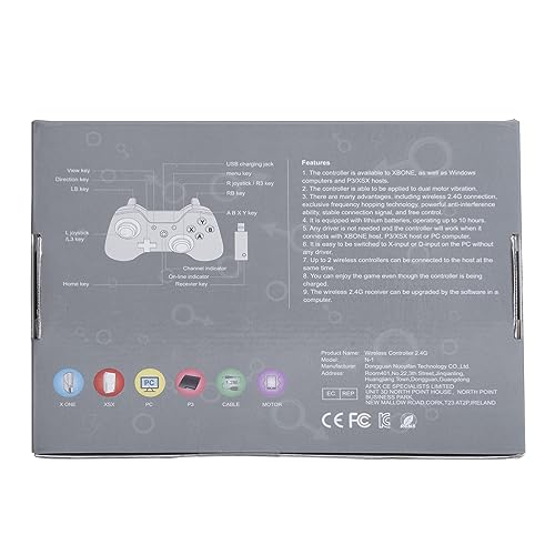 JZW-Shop Wireless Controller for Xbox One/Xbox One S/Xbox One X/Xbox Series X/PS3/PC, 2.4GHZ Wireless Game Controller with Dual Vibration Black