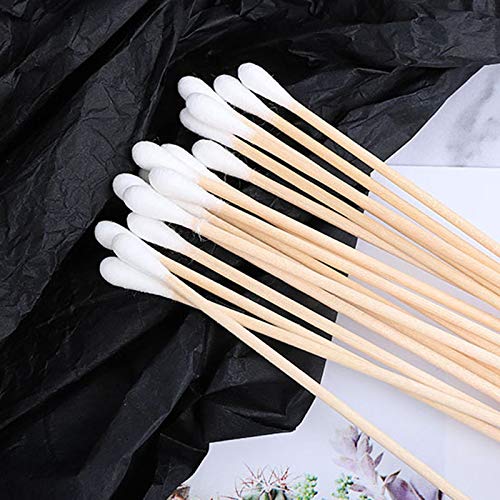 Organic Long q tips Cotton Swabs 6 inch with Thick Wooden Sticks 150 Pcs of Pack, qtips Cotton Swabs Pure Natural Bamboo Biodegradable, Single Head, q tips for ears, Makeup and Daily Use