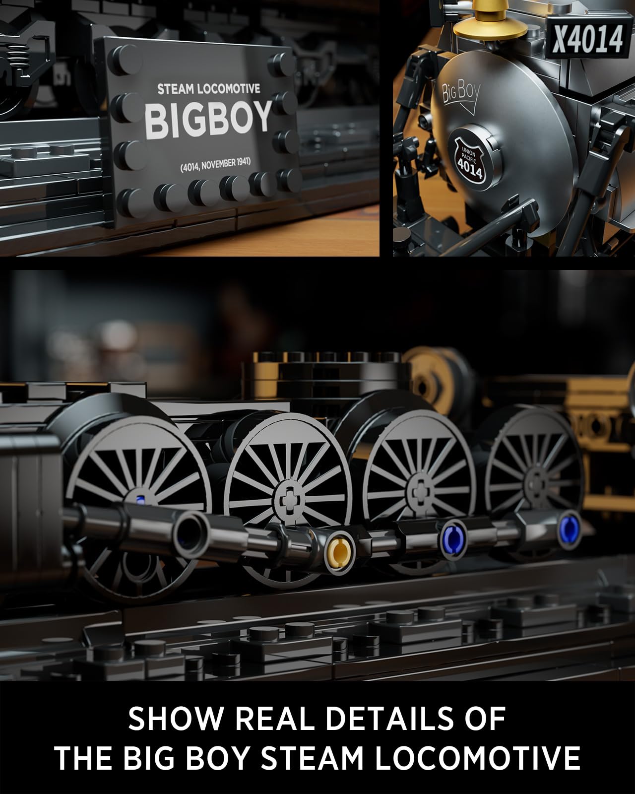 Nifeliz Badboy Steam Train Building Kit, Collectible Steam Locomotive Display Set, Large Train Set with Train Tracks, Top Present for Train Lovers (1608 PCS)