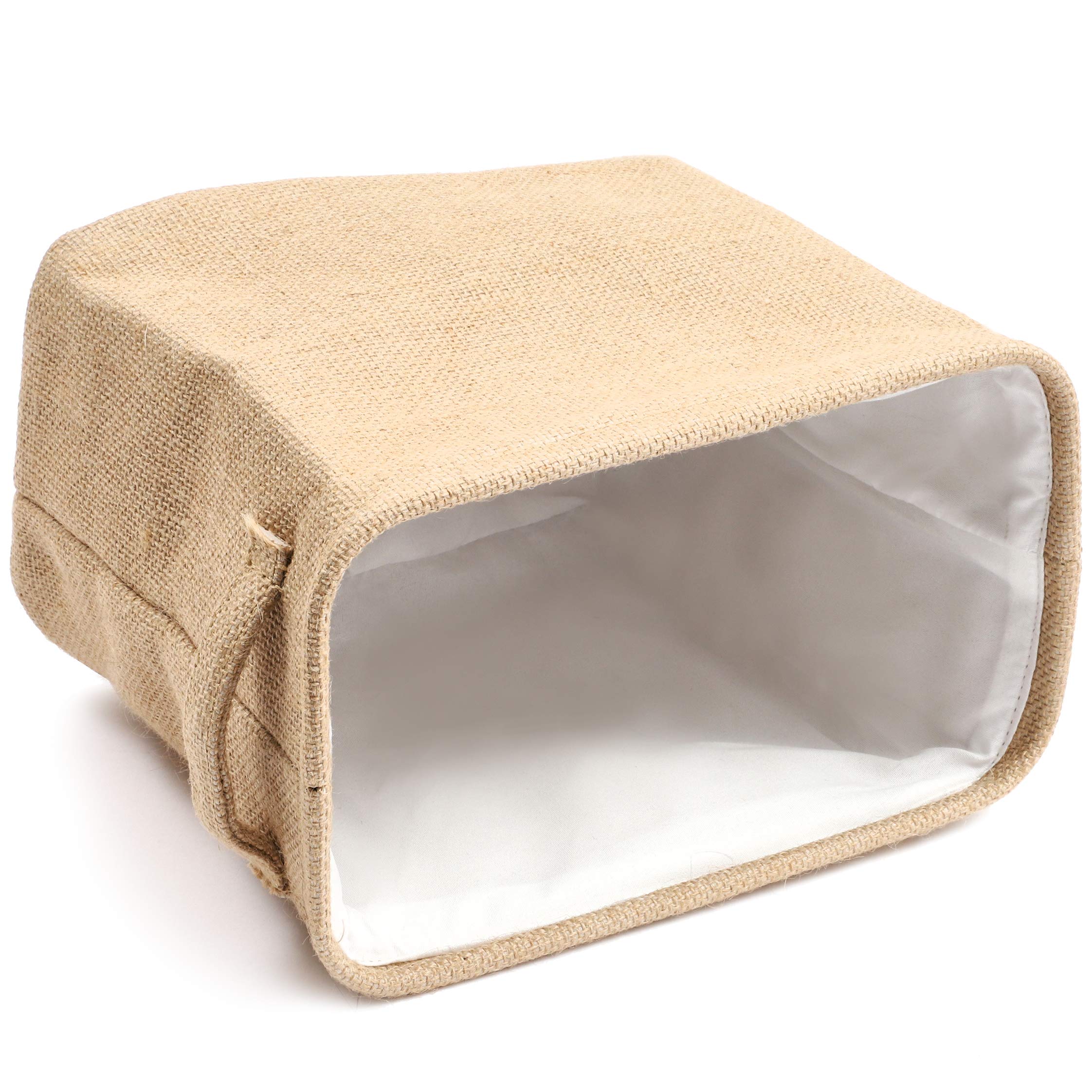 Jute Fabric Storage Bin with Handles, Bathroom Organization (10.75 x 6.5 x 9 In)